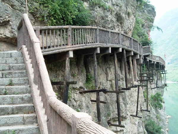 Photo, Image & Picture of Mingyue Gorge Cliff Plank Path Sichuan